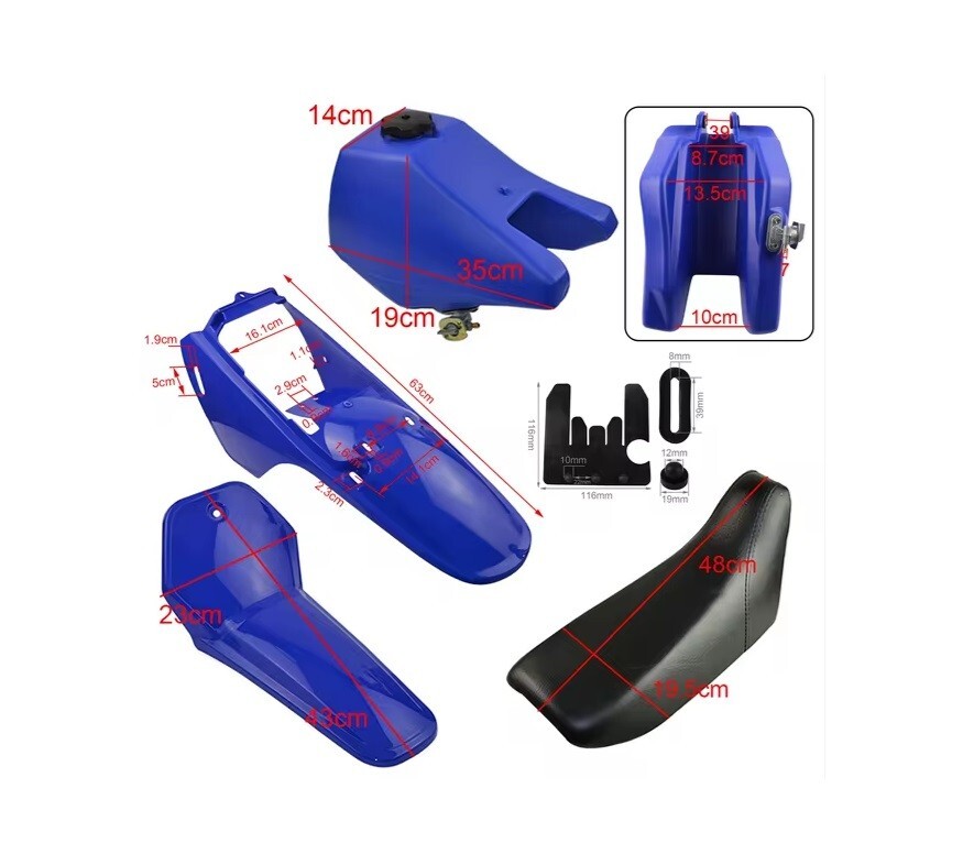 BLUE PLASTIC FENDER FAIRING SEAT TANK SET FOR YAMAHA PW80 PEEWEE 80 PW ...