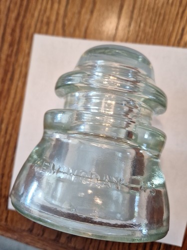 VINTAGE HEMINGRAY NO.45 INSULATOR MADE IN USA 9-39 CLEAR. 4" HIGH X 3 ...