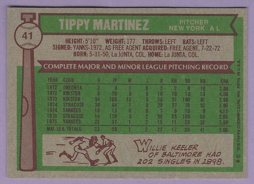 1976 Topps #041, Tippy Martinez, NM-MT+ | eBay