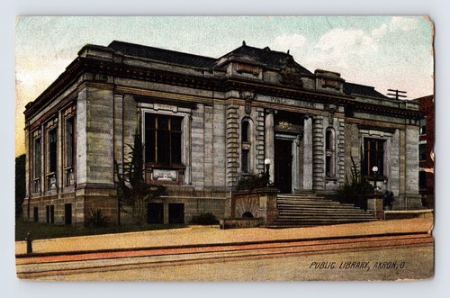 Postcard Ohio Akron OH Public Library 1908 Posted Divided Back | eBay
