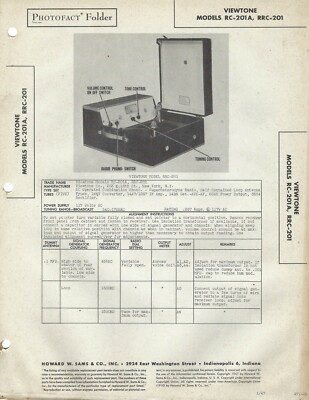 Sams Photofact Folder Schematic VIEWTONE Models RC-201A RRC-201 | eBay
