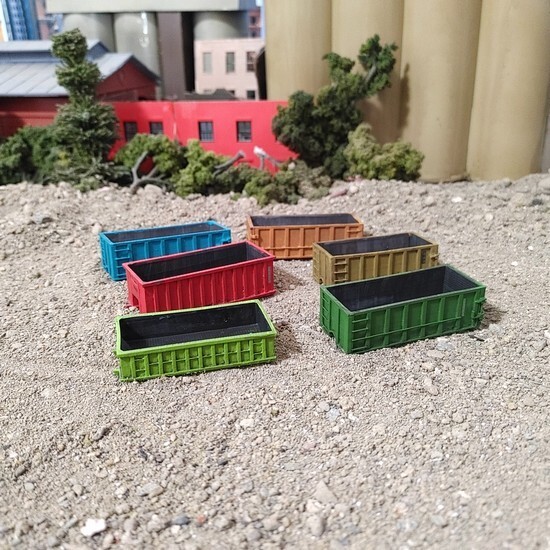 1/87 HO Scale Custom Built Set Of 6 Roll Off Dumpsters. Resin 3d ...