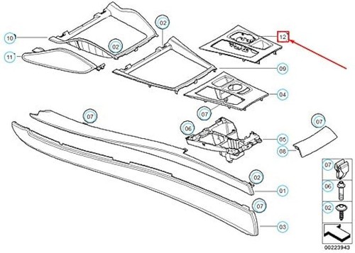 Genuine BMW X5 E70 X6 E71 Front Center Console Trim Cover 51169164486 ...