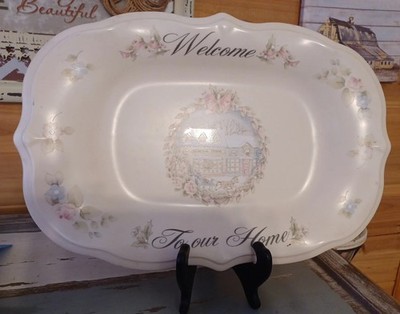 Pfaltzgraff Tea Rose 14” Rectangular Platter Welcome to Our Home | eBay