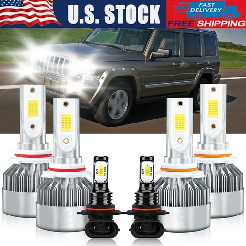 For Jeep Commander 2006-2010 6x LED Headlight+Fog Light Bulb Combo Kit ...