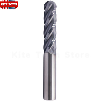 4 Flute 1/2" x 2" x 4" Long Ball Nose Solid Carbide End Mill - AlTiN ...