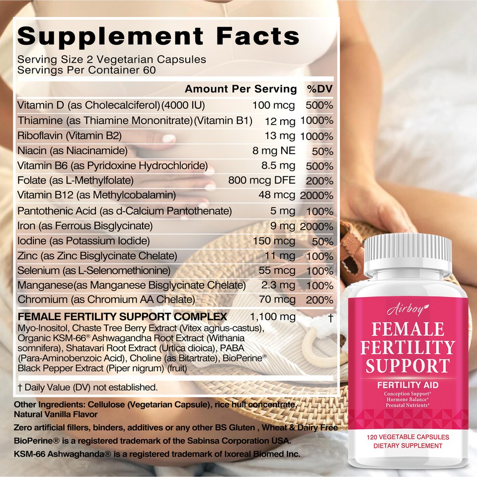 120pcs Female Fertility Support - Hormonal Estrogen Balance, Fertility ...