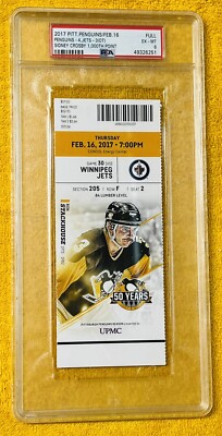 SIDNEY CROSBY 1000th NHL POINT FULL TICKET- PSA 6 - PITTSBURGH PENGUINS ...