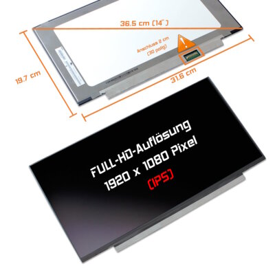 14,0" LED Display matt passend für Lenovo FRU PN:02DA381 IPS Full-HD ...