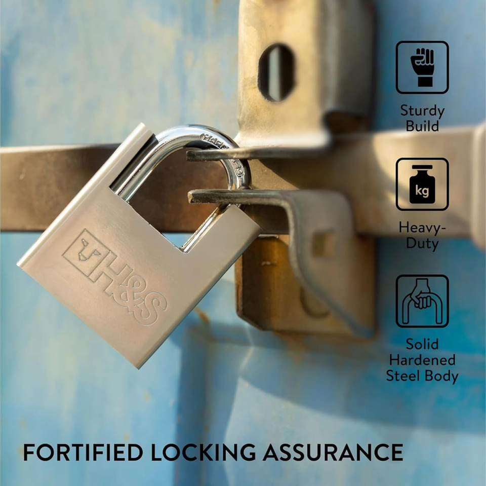 High Security Padlock with Key - 60Mm Pad Lock & 5 Keys - Heavy Duty ...