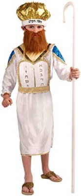 Moshe Costume Child (Moses) 3 Pc White Robe Neck Piece & Hat Biblical ...
