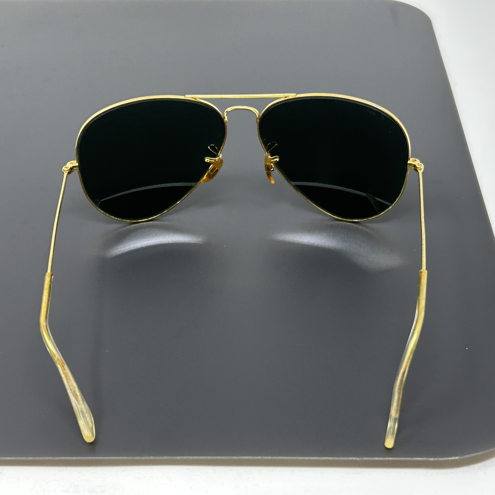 Vintage B&L Ray Ban Bausch & Lomb G15 Gold Aviator 62mm Aviator Chip On ...