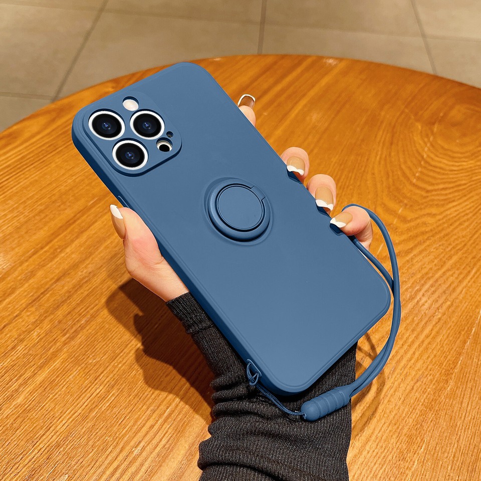 Case For iPhone 16 15 14 13 12 Pro Max Plus Ring Stand Holder Silicone ...