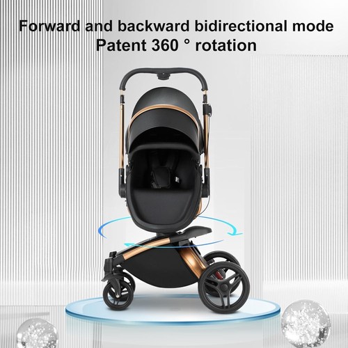 360° Rotatable 2 in 1 Convertible Baby Stroller with Bassinet One-Click ...