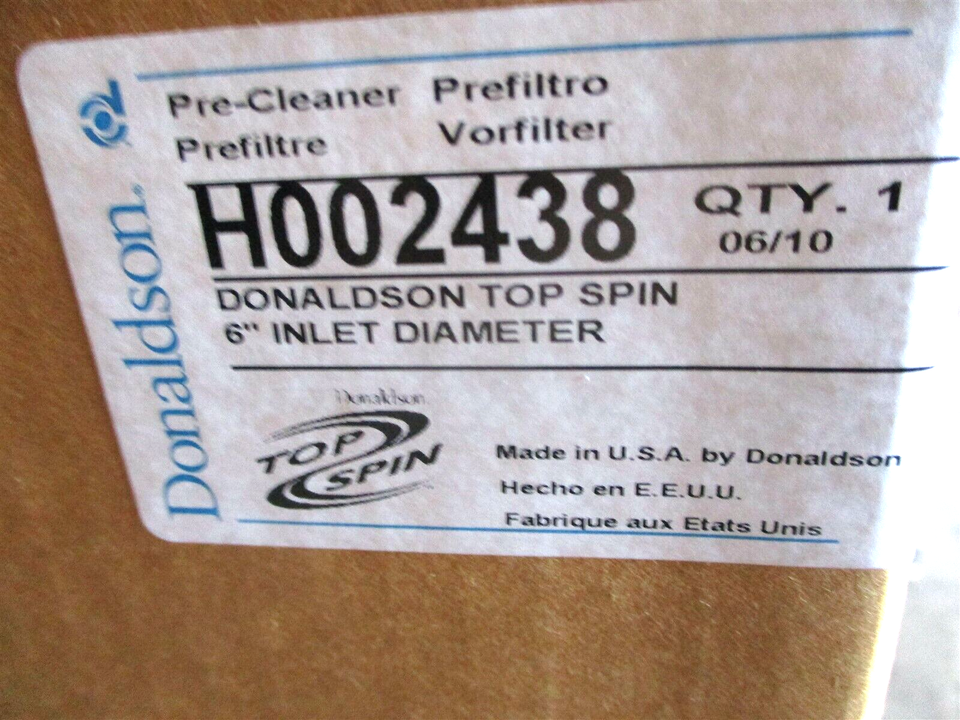 H002438 NEW DONALDSON TOPSPIN AIR FILTER PRE-CLEANER 6" OUTLET TOP SPIN ...