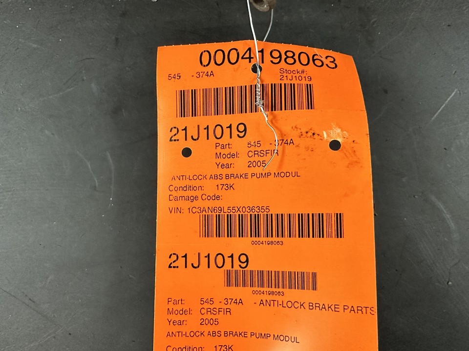 05-06 CHRYSLER CROSSFIRE ANTI-LOCK ABS BRAKE PUMP MODULE MODULATOR ...