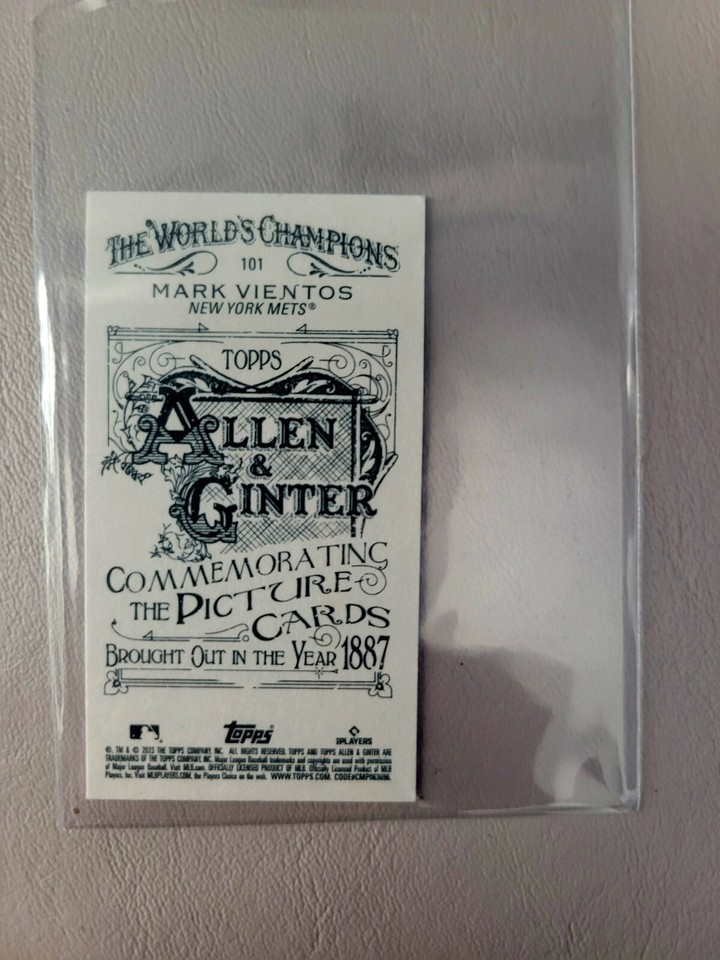 2023 Topps Allen & Ginter A&G Back Parallel Mini Mark Vientos RC Mets ...