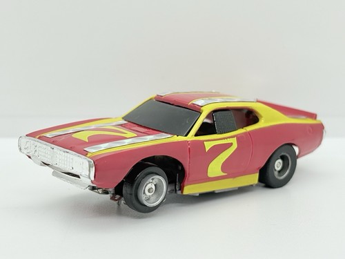 TYCO DODGE CHARGER RED YELLOW CHROME # 7 SLOT CAR NEAR MINT NICE CLEAN ...