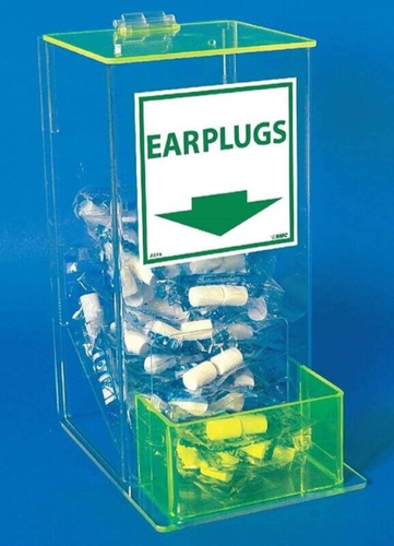 Ear Plug Dispenser, Acrylic w/ hinged lid, wall or table mount 13"H x 6 ...