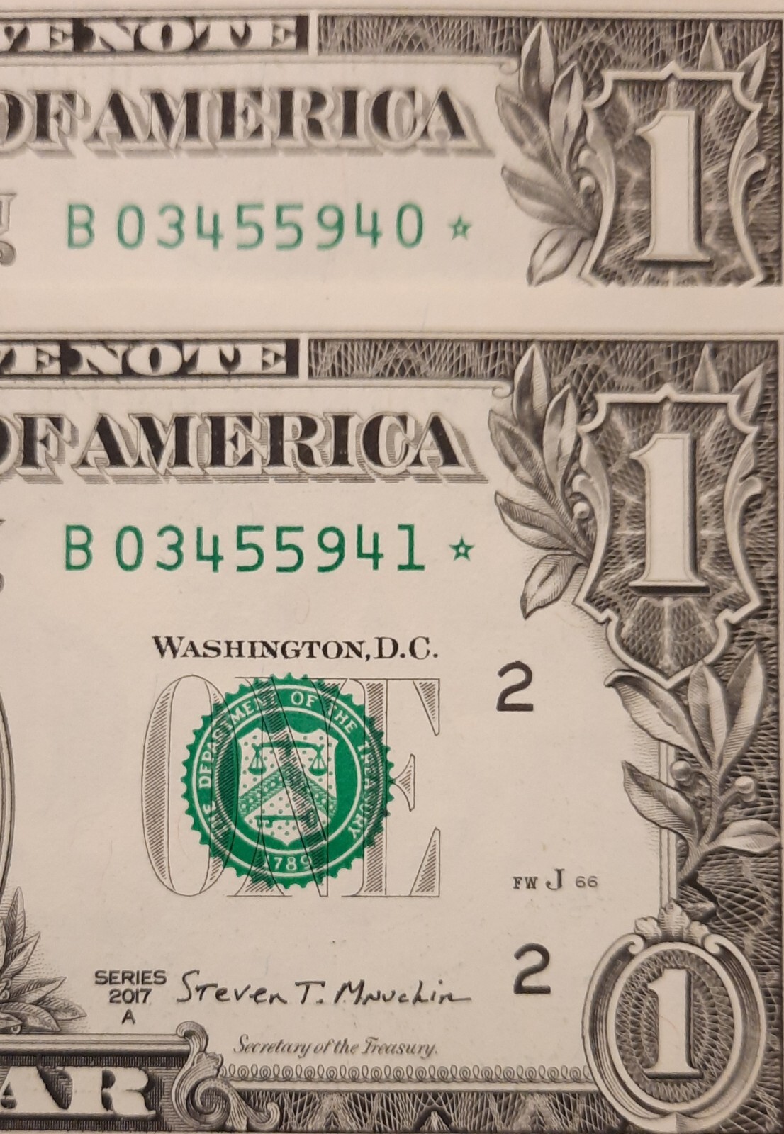 2 2017 A $1 Consecutive Star Notes Crisp Uncirculated. | eBay