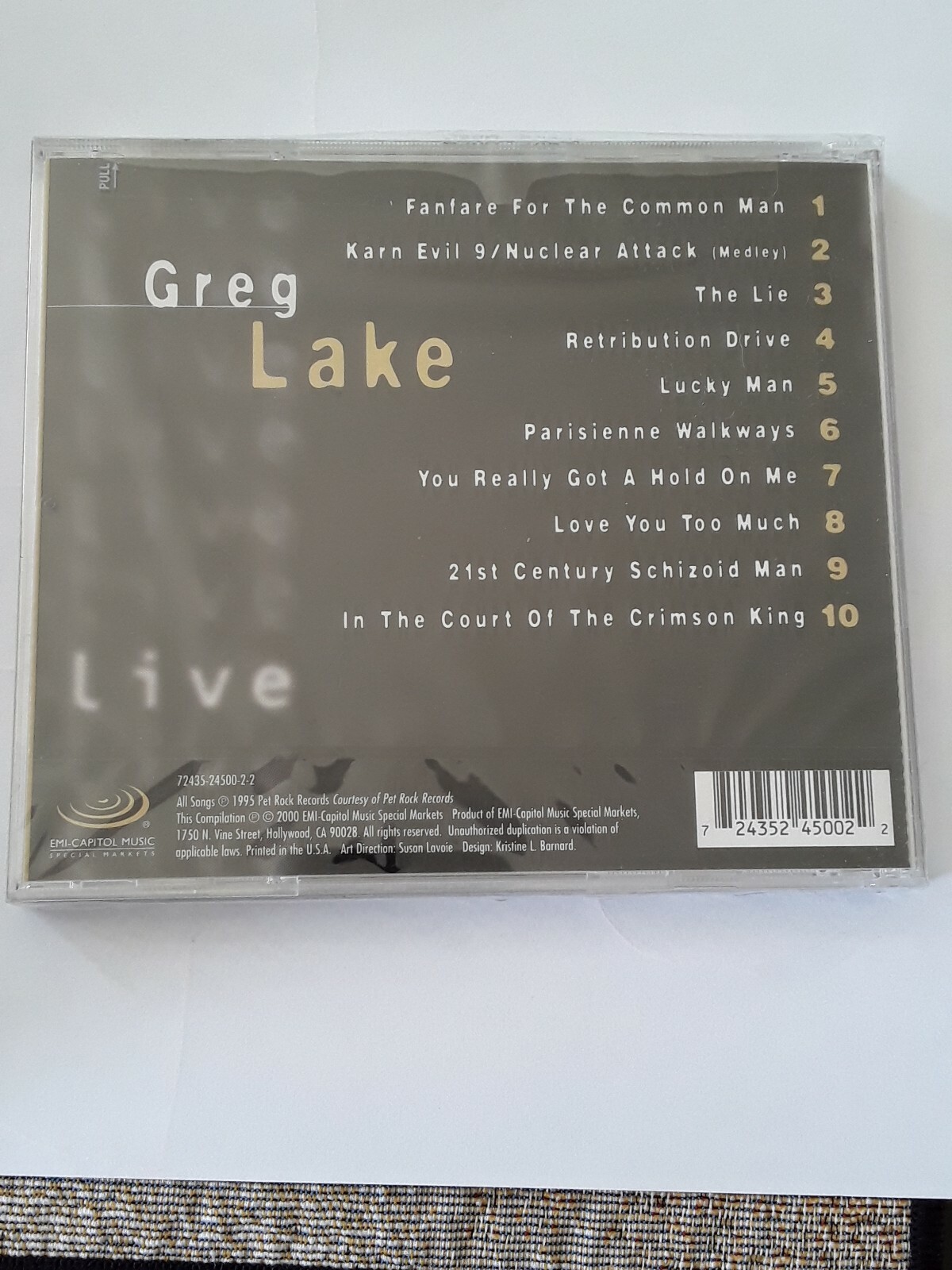 Live by Greg Lake (CD, Apr-2000, EMI-Capitol Special Markets) for sale ...