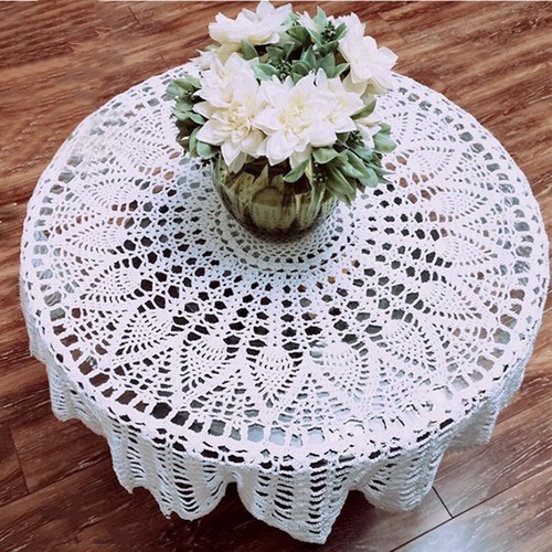 Vintage Round Lace Table Cover Elegant Handcrafted Floral Crochet ...