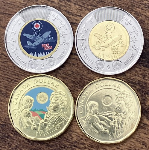 2024 Canada AIR FORCE 100 $2 toonie set + L.M. MONTGOMERY $1 loonie set ...