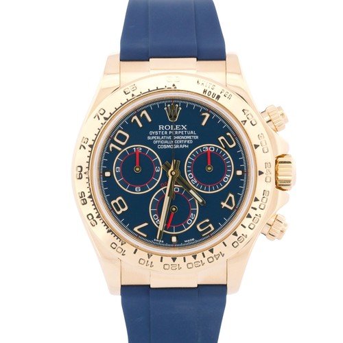 Rolex Daytona Cosmograph BLUE RACING Arabic 18K Yellow Gold RUBBER ...