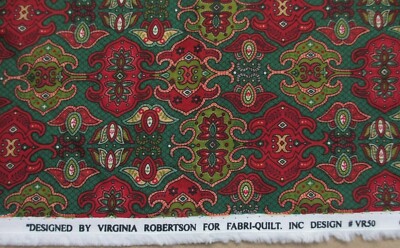 OOP Virginia Robertson Fabri-Quilt Fabric - Red Green All Over Design ...