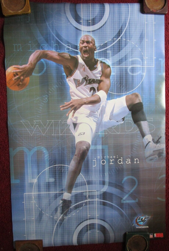 2001 Starline NBA Basketball Poster ~ MICHAEL JORDAN Washington Wizards ...