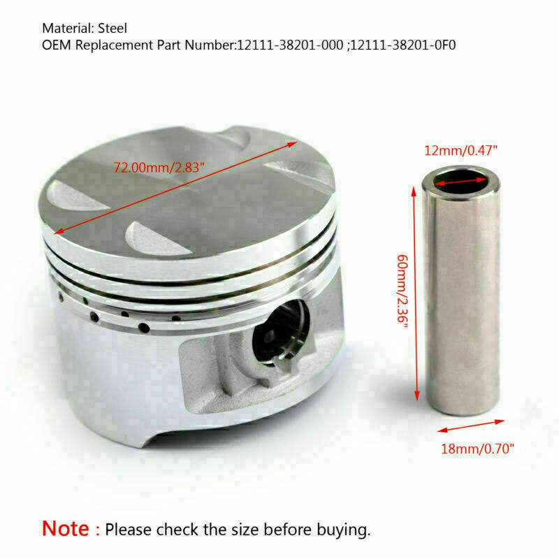 STD 72.00mm 12111-38201-000 Piston Kit Fit Suzuki GN250 Runner Ozark ...