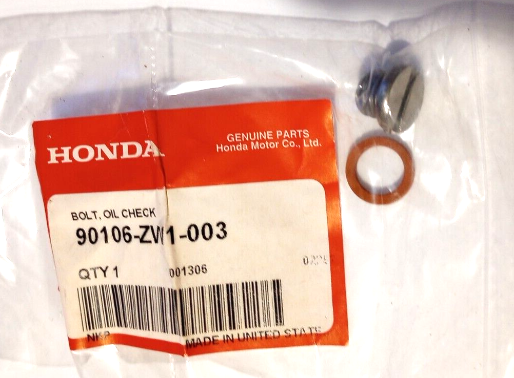 Honda Marine Oil Check Bolt NOS 90106-ZW1-003 (L-7512) | eBay