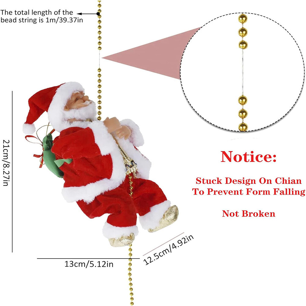 Electric Santa Claus Musical Climbing Rope Christmas Hanging Ornaments ...