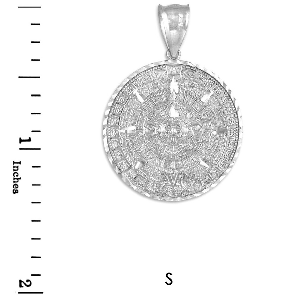 Gold Aztec Mayan Sun Calendar Pendant (S/M/L) 10k/14k, Yellow, White ...