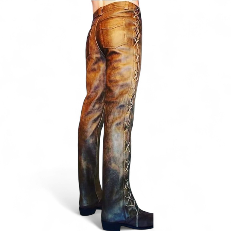 Men's Cowboy Pants Western Distressed Vintage Native American Side ...