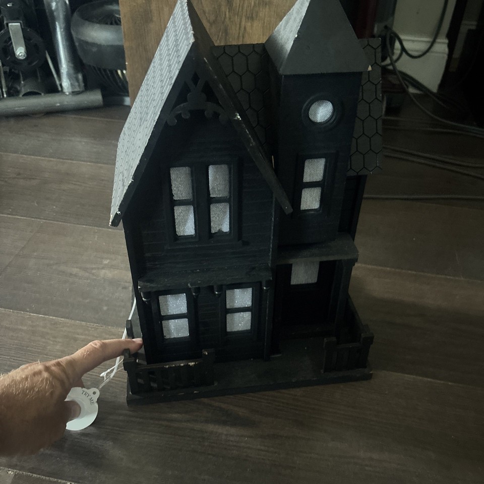 Threshold HALLOWEEN Black Wooden Lit Haunted House Collectible W/ Light ...