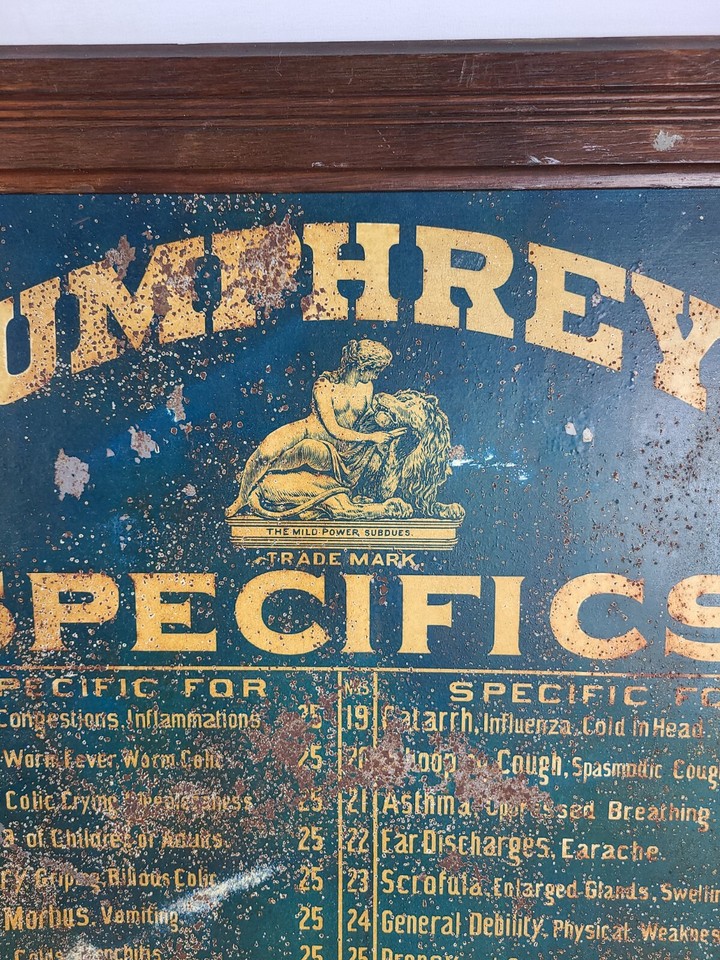 ANTIQUE HUMPHREYS SPECIFICS GENERAL STORE SIGN MEDICAL CABINET DOOR ...