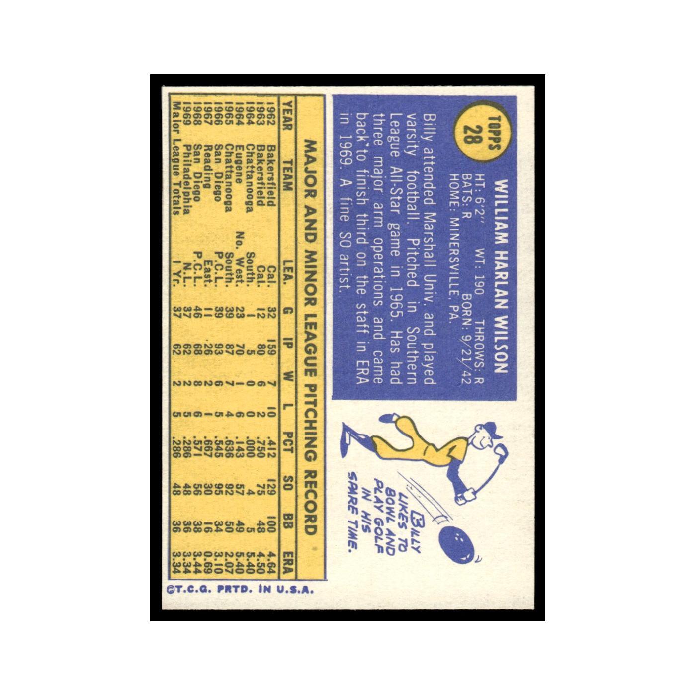 1970 Topps Baseball Card Billy Wilson Phillies #28 | eBay