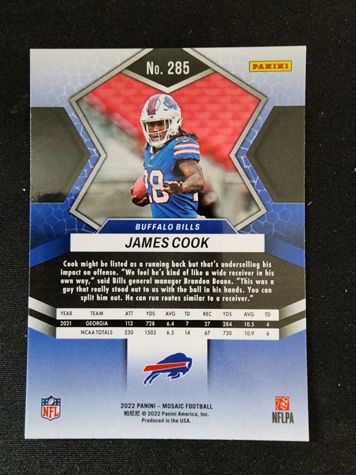 2022 Panini Mosaic James Cook NFL DEBUT Rookie Card RC #285 Buffalo ...