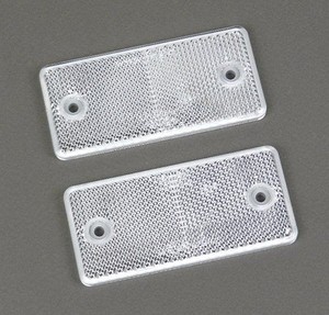 2 X WHITE REFLECTORS RECTANGULAR 90 x 40 mm E-APPROVED PAIR SET TRAILER ...