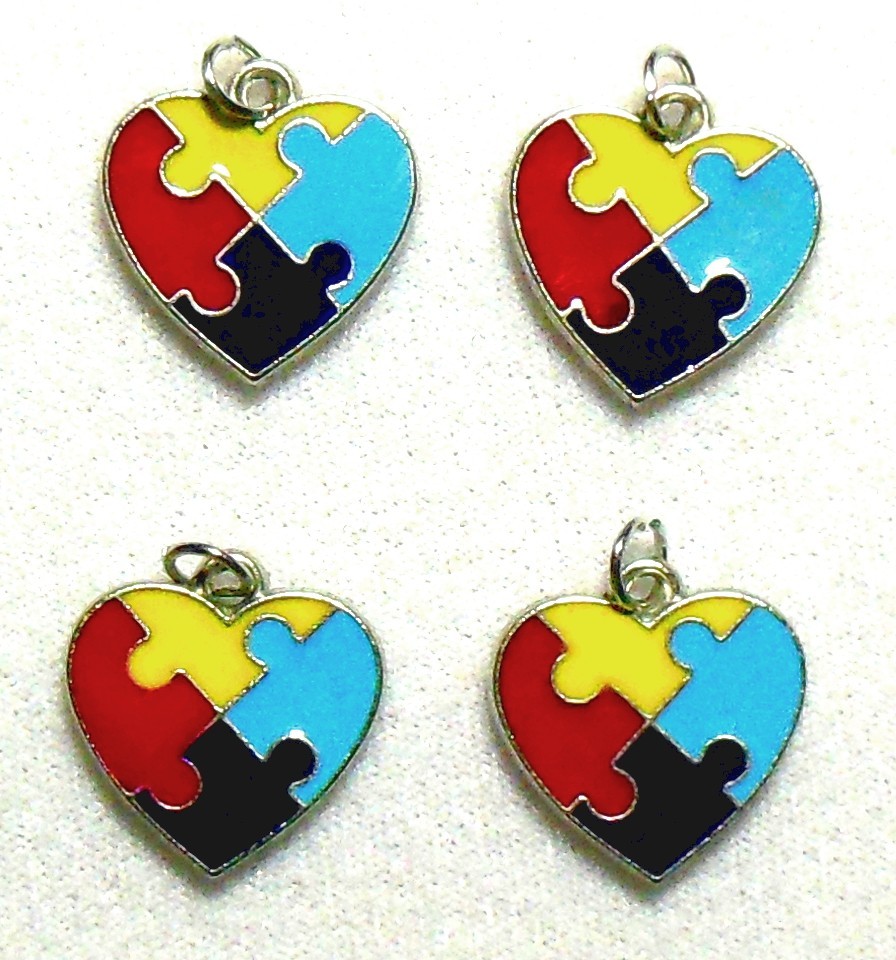 6 Autism Awareness Charms Heart Puzzle Piece Aspergers Jewelry Lot of 6 ...