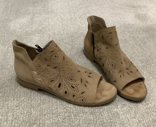 Coolway Peep Toe Tan Suede Ankle Bootie made In Spain Women’s Sz 7.5 38 ...