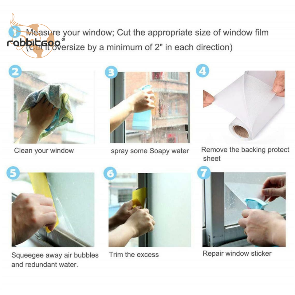 rabbitgoo Window Film Privacy Stained Glass 3D Frosted Decoration ...