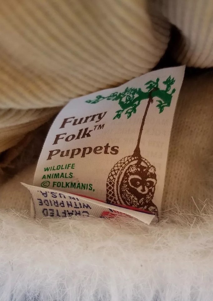 RABBIT Furry Folk Folkmanis Inc Full Body Hand Puppet tush tags EUC ...