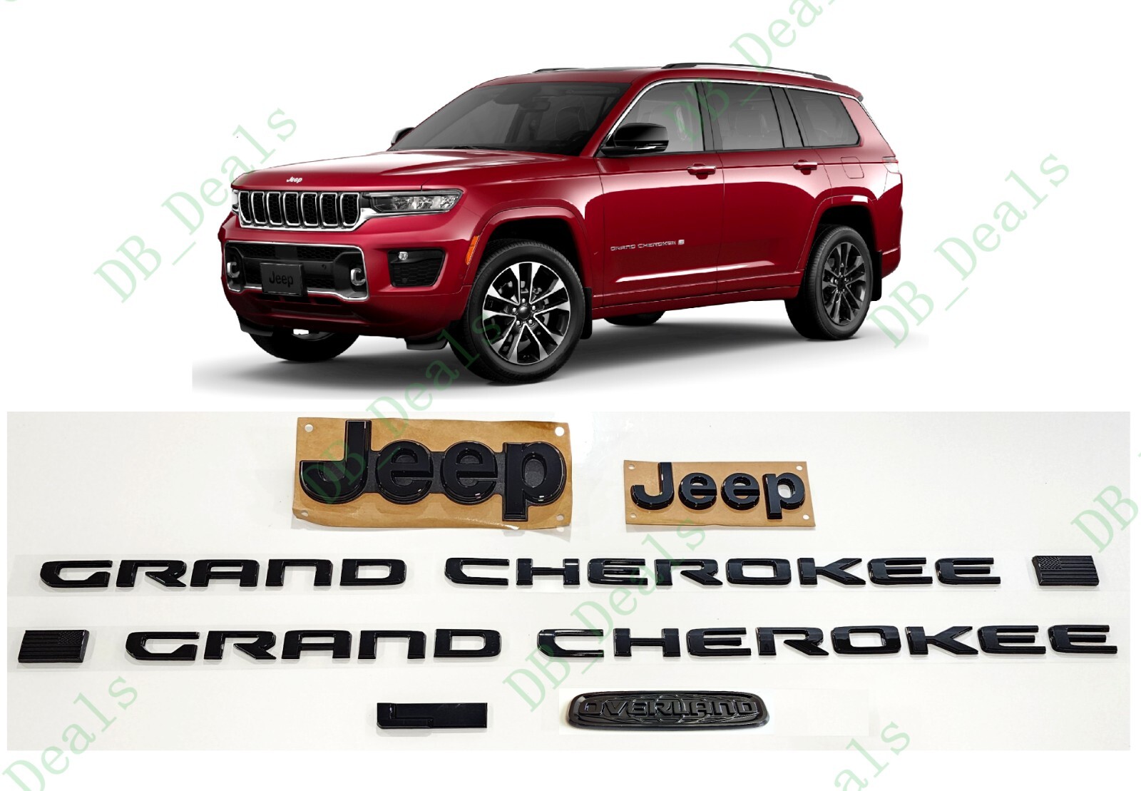 Gloss Black Front Rear Door Rear Overland L Emblems 2021+ Jeep Grand ...