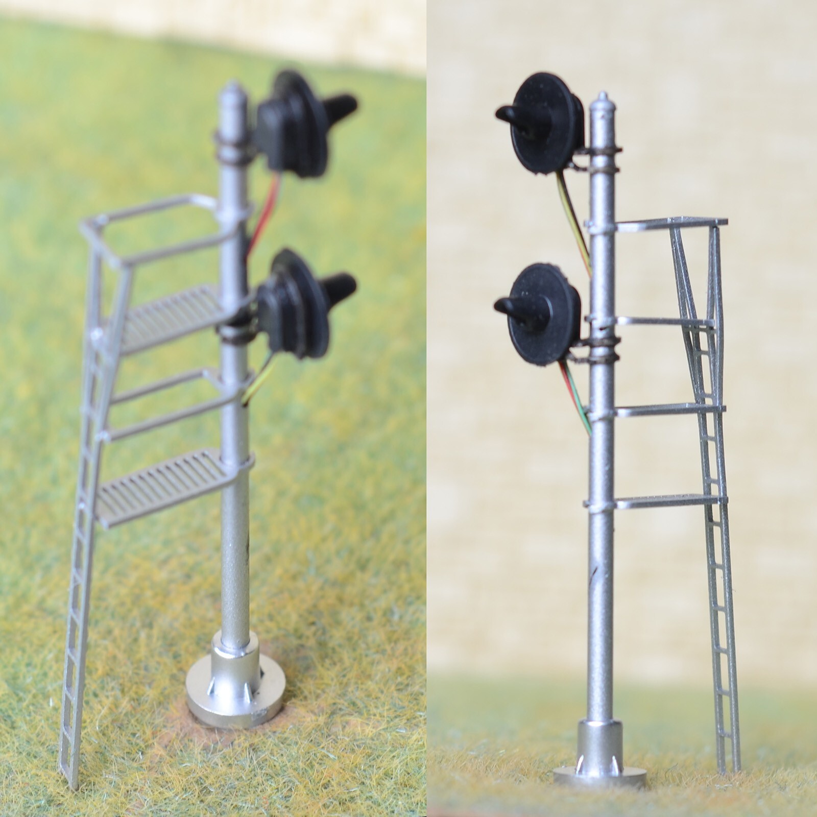 1 x HO scale model railroad LED searchlight signal 3-colors 2 heads ...