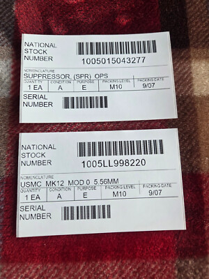 MK12 MOD 0 Deployment Kit Case Label Pelican 1700 MOD0 MOD SPR SOPMOD ...