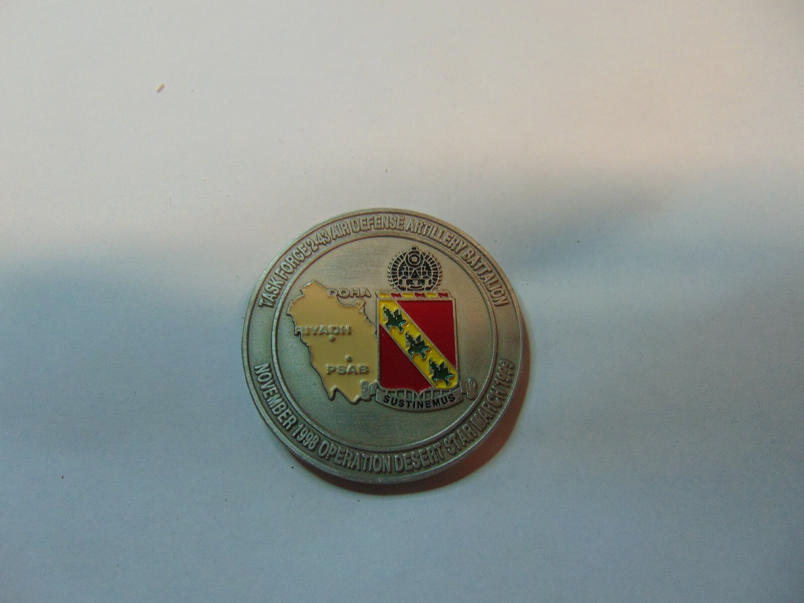 CHALLENGE COIN TF 2-43 AIR DEFENSE ARTILLERY BN DESERT STAR DOHA RIYADH ...
