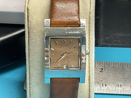 Fossil Watch Women new battery working Tank Date 30M 100 Feet Leather ...