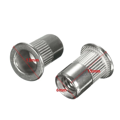 50 Pc M6 Thread 304 Stainless Steel Flat Head Rivet Nut Insert Nutsert ...